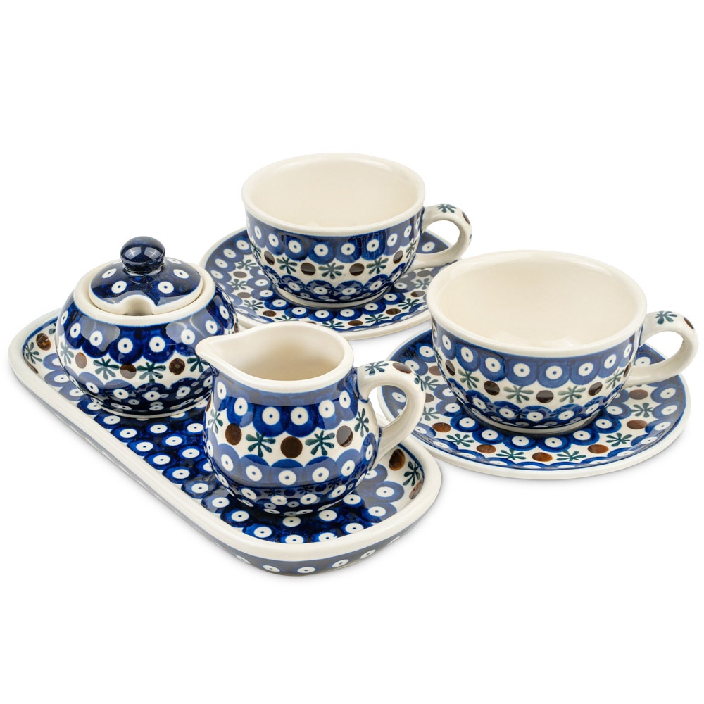 Zestaw Kawowy Filiżanka Ceramika Bolesławiec wzór k2 - 100% rękodzieło ...